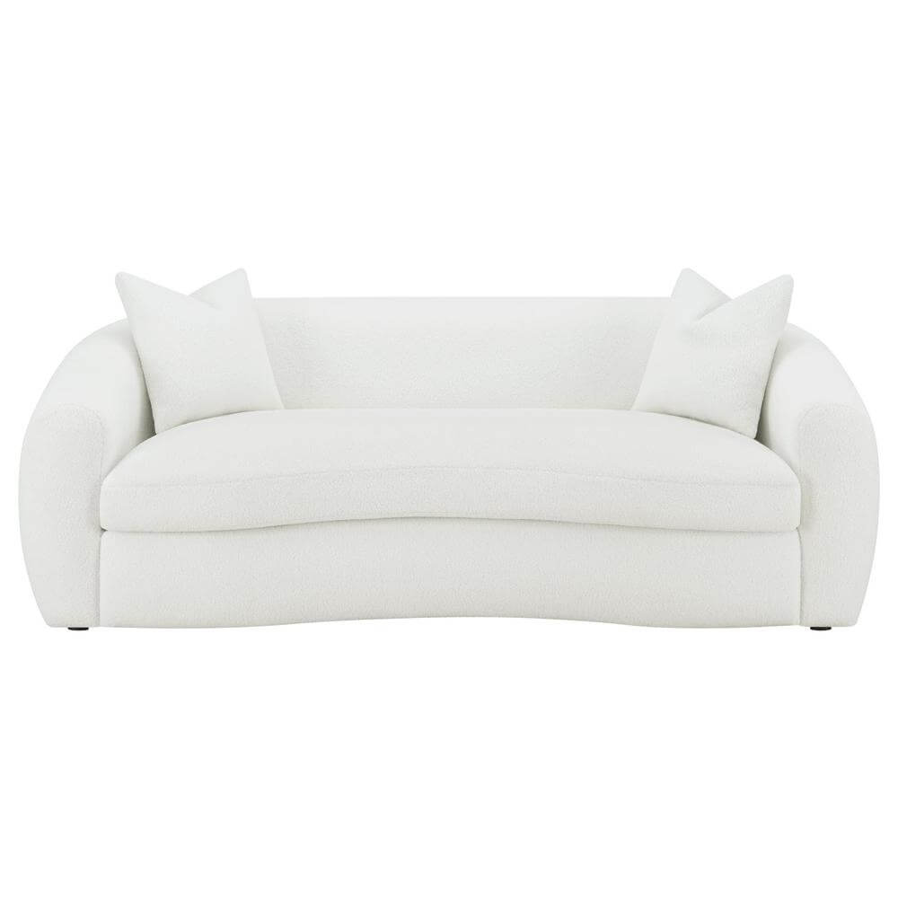 Isabella Modern Soft Boucle Fabric Tight Back Sofa in White 90" – Revel ...