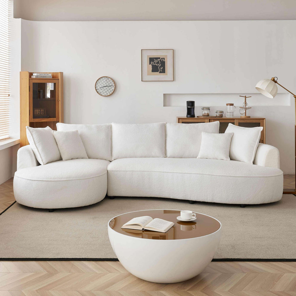 Curvy Left-Facing Chaise Sofa Sectional 123" (2 Colors) – Revel Sofa