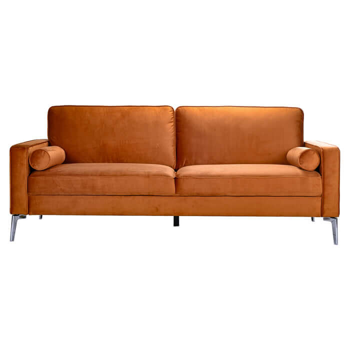 Axten Orange Velvet Upholstered Sofa Loveseat 77"W – Revel Sofa